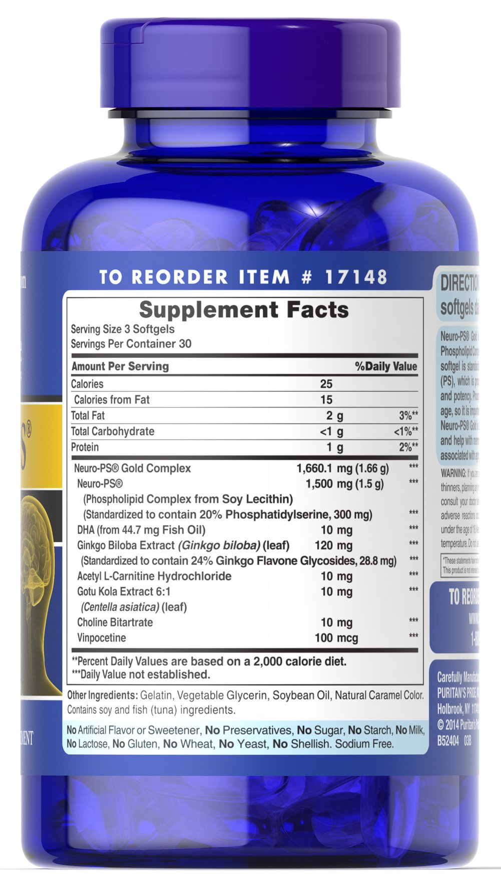 Ноотроп Puritan's Pride Neuro-PS Gold Softgels 90 капсул — купить по ...